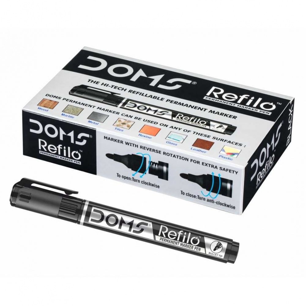 Buy Doms Permanent Marker Black | Refillable online @ ShaanStationery ...