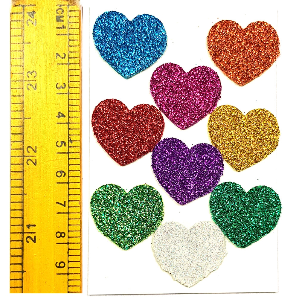 Buy Heart Shaped Glitter Sticker for Craft |Self-Adhesive, Multi-color ...